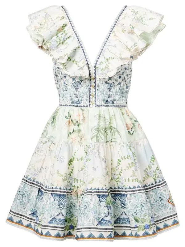 Camilla Crystal-embellished Cotton Minidress - Multicoloured