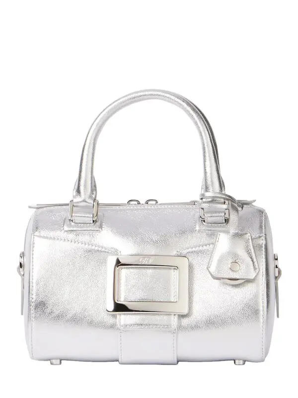 ROGER VIVIER Belle Vivier Mini Metallic Leather Tote Bag - Silver