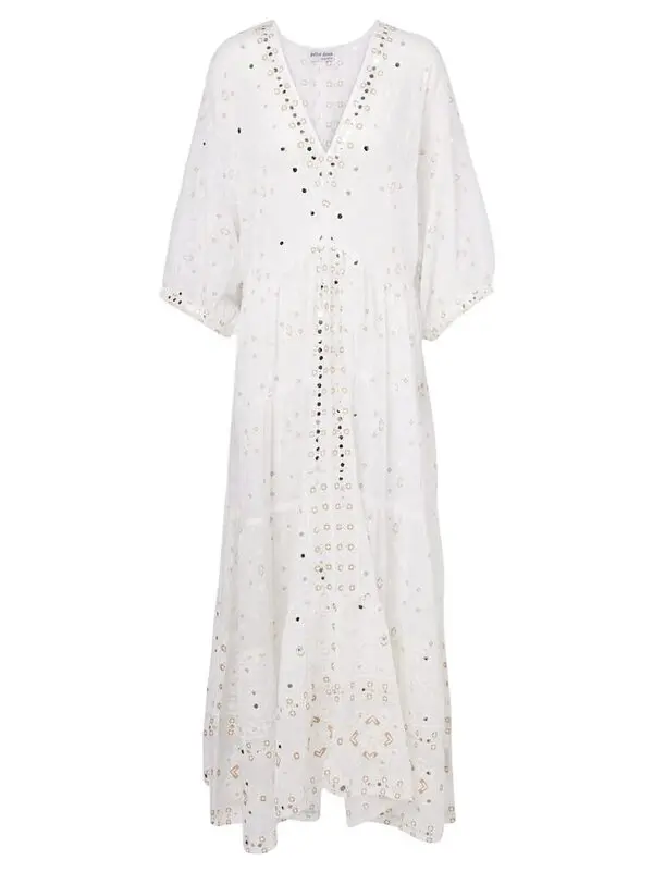 JULIET DUNN Embroidered Maxi Dress - White
