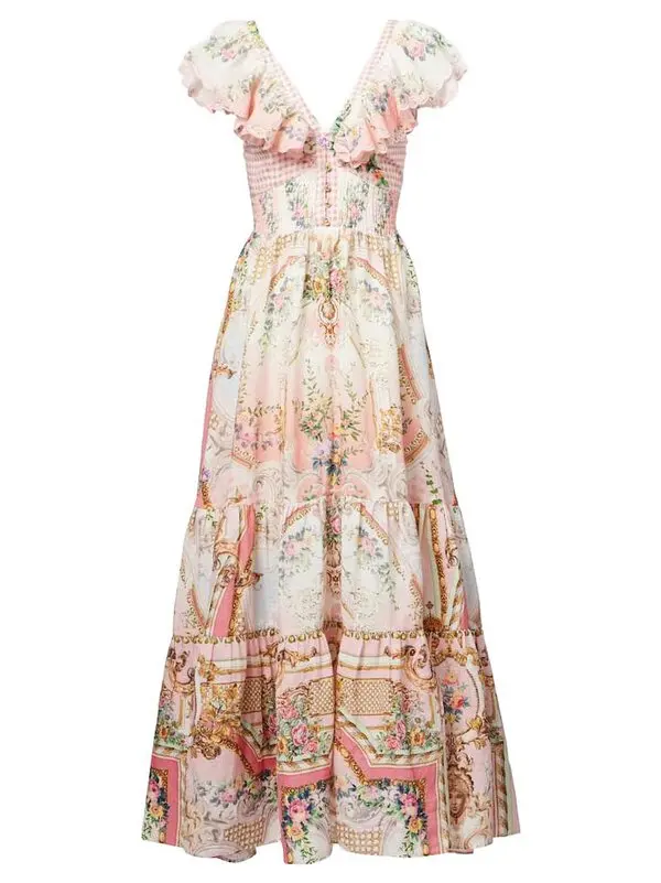 Camilla Tiered Linen Maxi Dress - Multicoloured