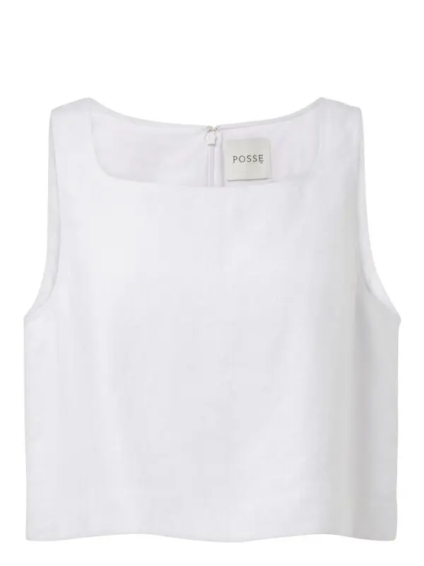 Posse Val Linen Crop Top - White