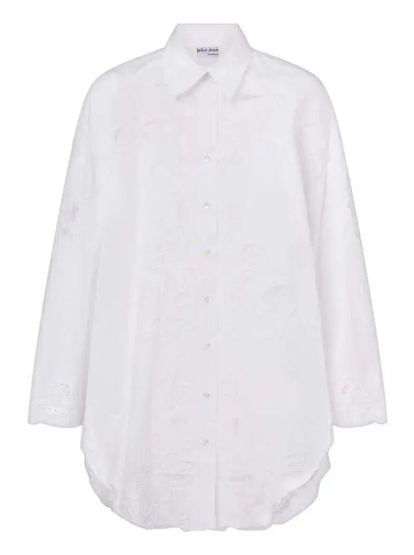 JULIET DUNN - Juliet Dunn Broderie Anglaise Cotton Poplin Shirt