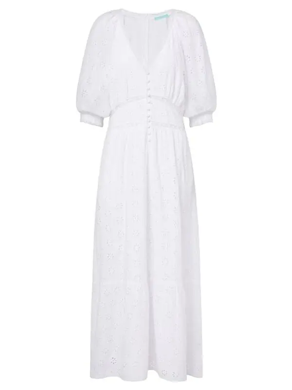 Melissa Odabash Daphne Broderie Anglaise Cotton Midi Dress - White