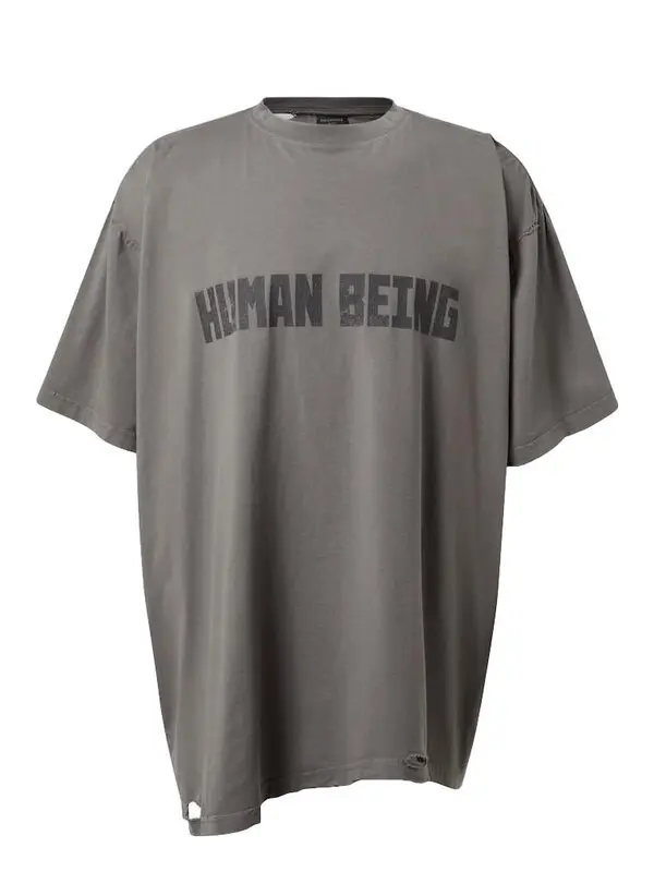 Balenciaga Distressed Cotton Jersey T-shirt - Grey