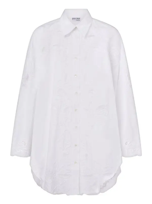 JULIET DUNN Broderie Anglaise Cotton Poplin Shirt - Red