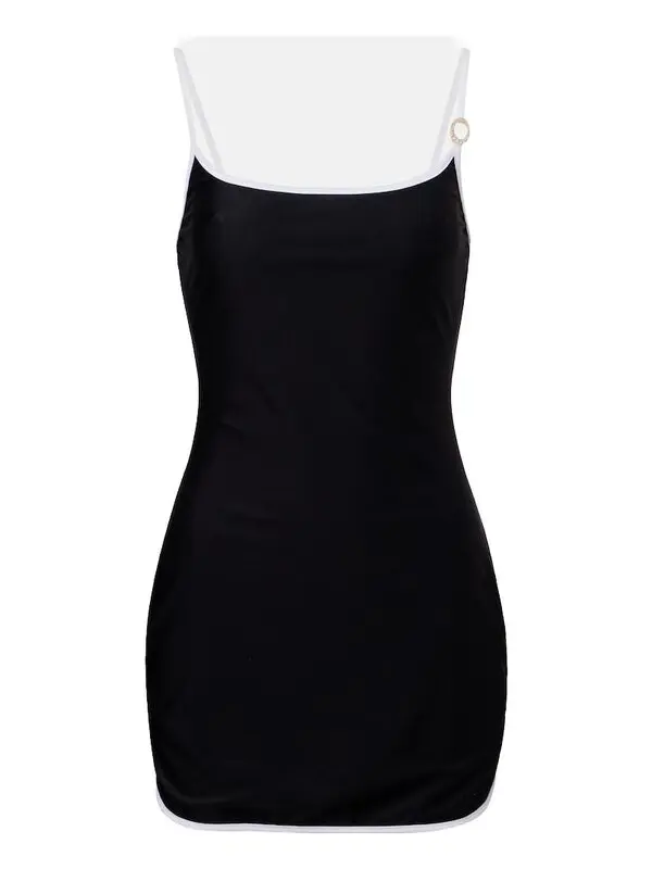 Oseree Jersey Mini Dress With Contrast Trim - Black