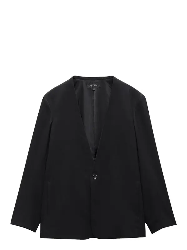 Rag & Bone Collarless Ripstop Wool Blazer - Black