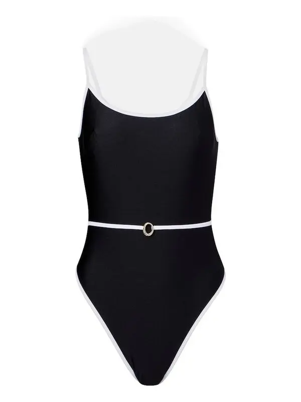 Oseree Belted One-piece Swimsuit - Black