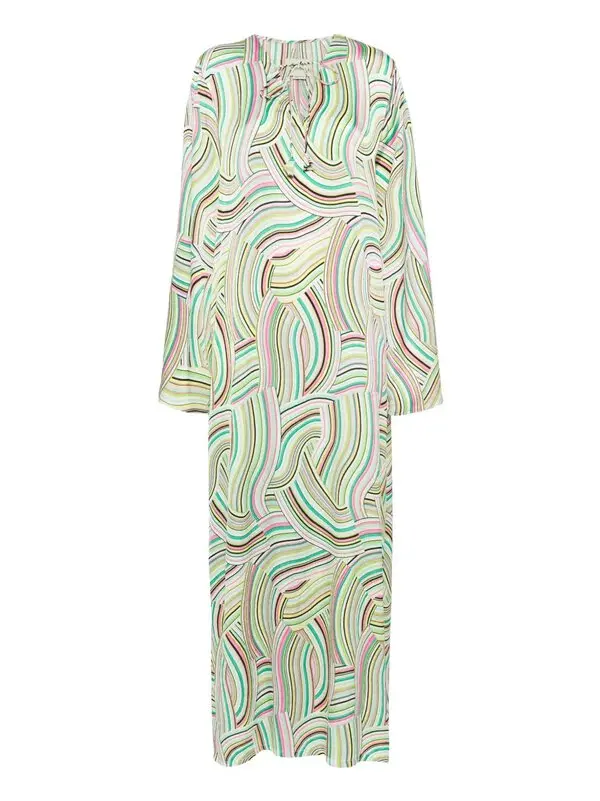 BAMBAH Geometric Striped Kaftan - Green