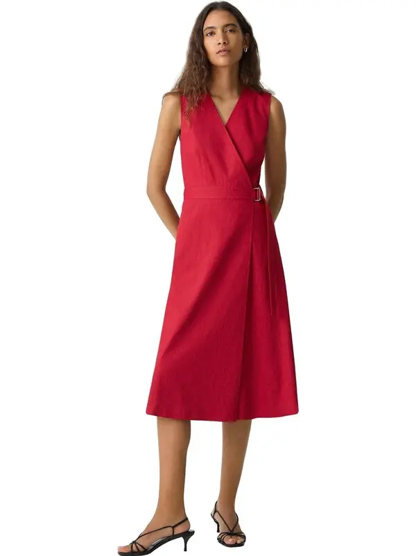 Theory Sleeveless A-line Wrap Dress - Cherry