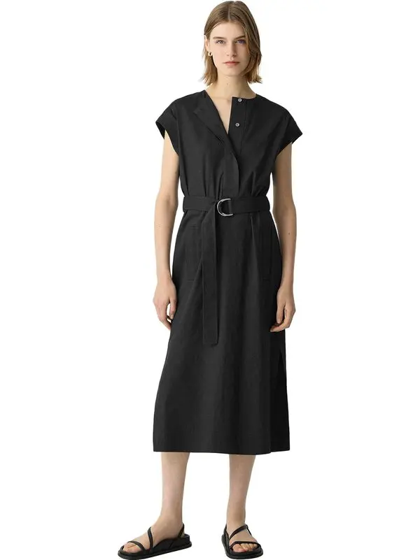 Theory Belted Midi Dress - Black