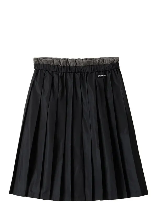 Miu Miu Technical Silk Pleated Skirt - Black