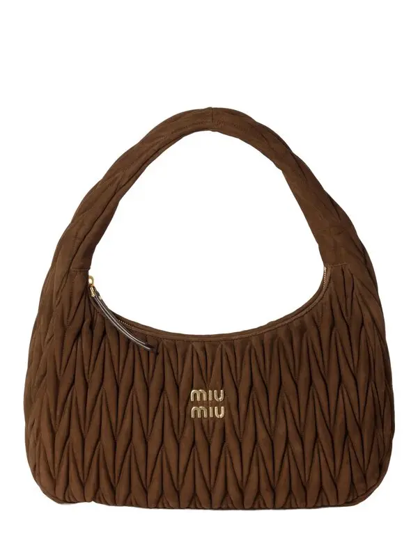 Miu Miu Wander Matelassé Suede Bag - Cocoa Brown