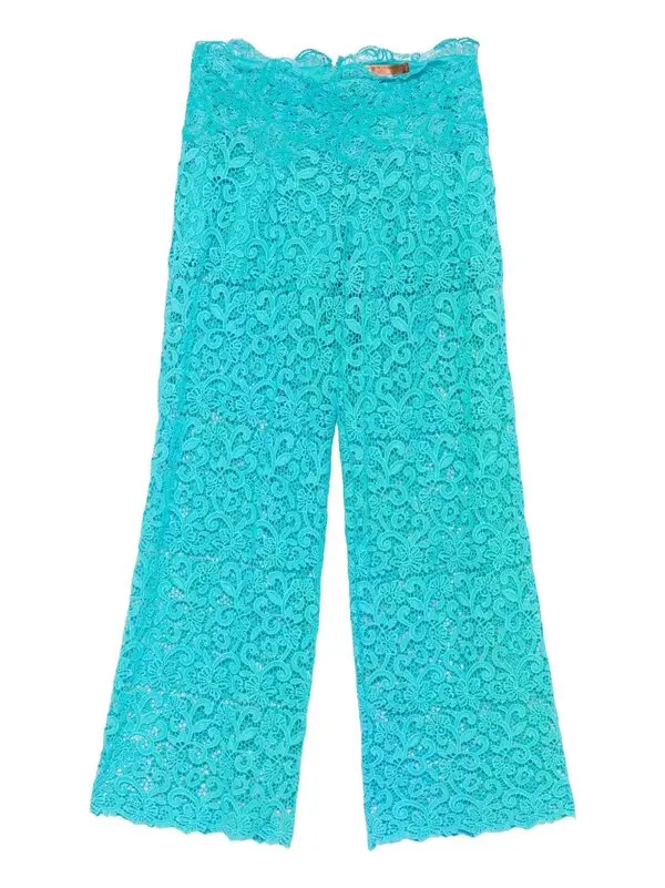 Ermanno Scervino Floral Lace Trousers - Blue