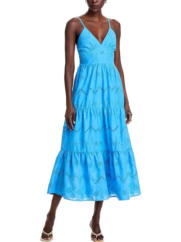 Aqua Eyelet Maxi Dress - Blue