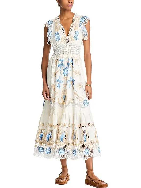 Farm Rio Romantic Richelieu Maxi Dress - Off-white