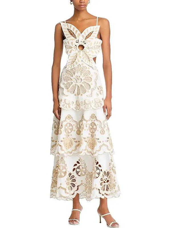 Farm Rio Off White Flower Richelie Dress Exclusive - Off-white