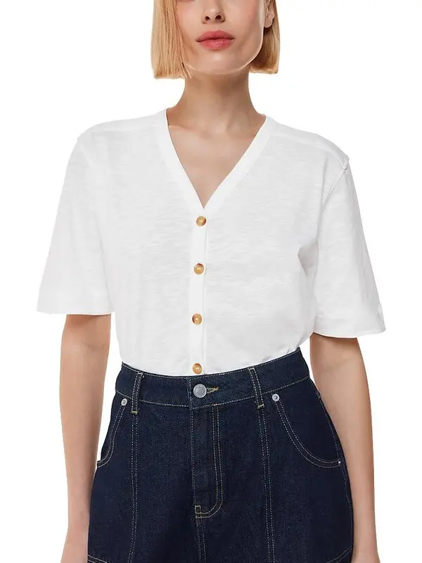 Whistles Ella V-neck Button-down Shirt - White