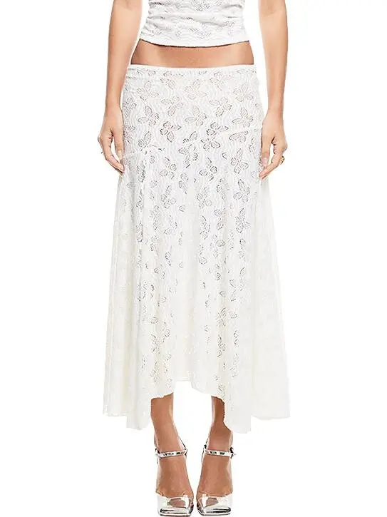 Lioness Lace Handkerchief Hem Skirt - Foam