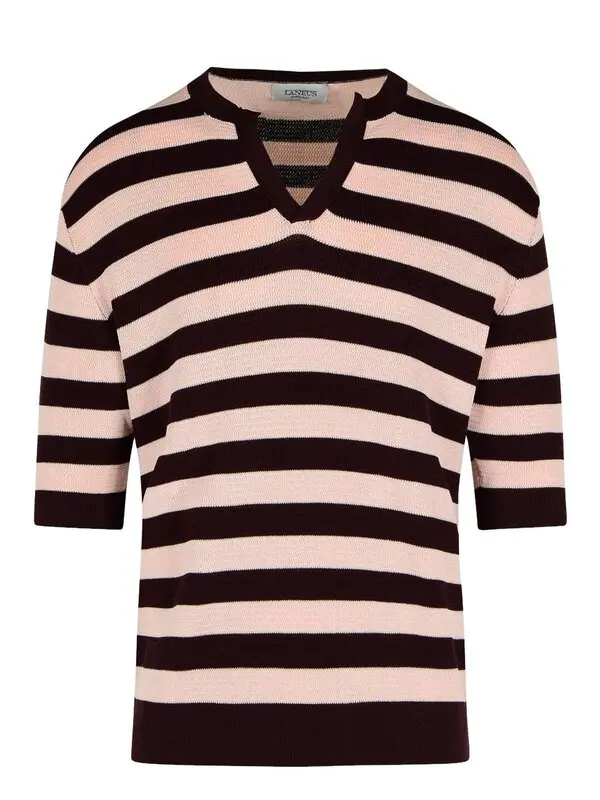 LANEUS Cotton Striped Sweater - Brown