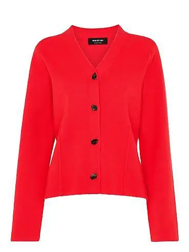 Whistles V-neck Seam-detail Cotton Cardigan - Red