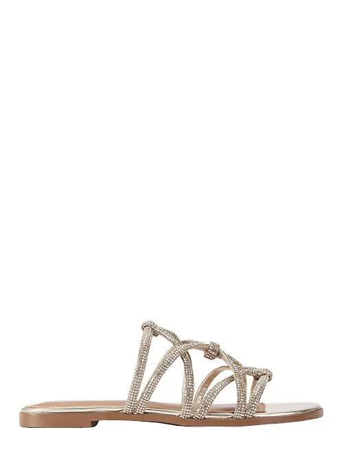 Kurt Geiger Perla Woven Flat Sandals - Gold