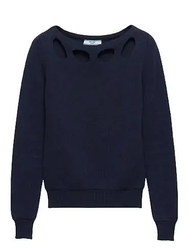Prada Boat-neck Cut-out Knitted Jumper - Blue