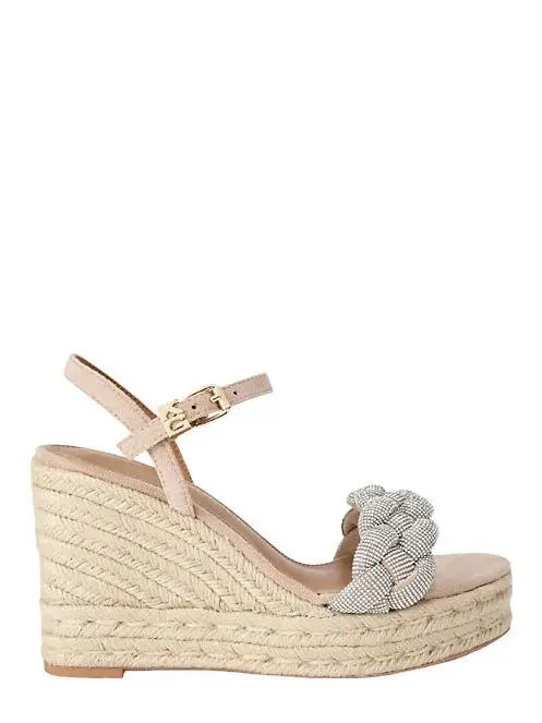 Kurt Geiger Sadie Woven Wedge Sandals - Blush