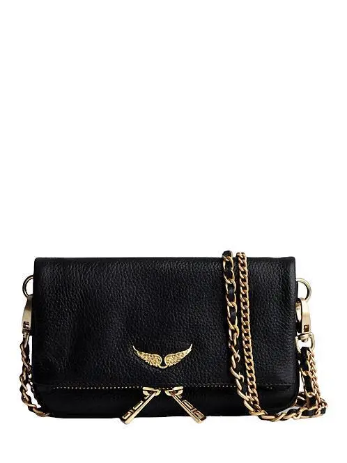 Zadig&Voltaire Rock Nano Leather Clutch Bag - Black Gold