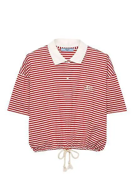 Prada Striped Cotton-jersey Polo Shirt - Red