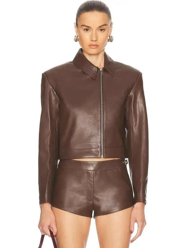MIMCHIK Off Center Moto Jacket - Chocolate