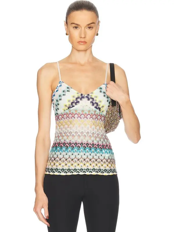 Missoni Striped Sleeveless Top - Multi Blue  Brown  & Yellow