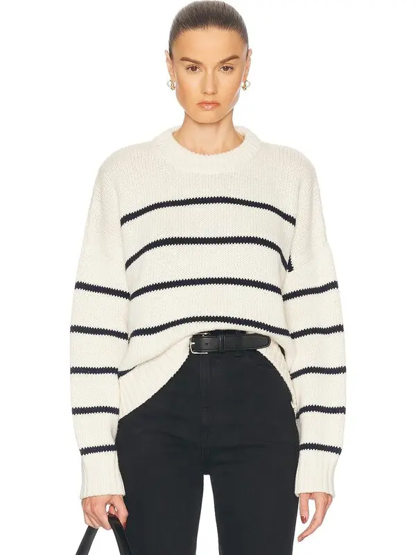 Jenni Kayne Chloe Crewneck Sweater - Ivory & Navy Stripe