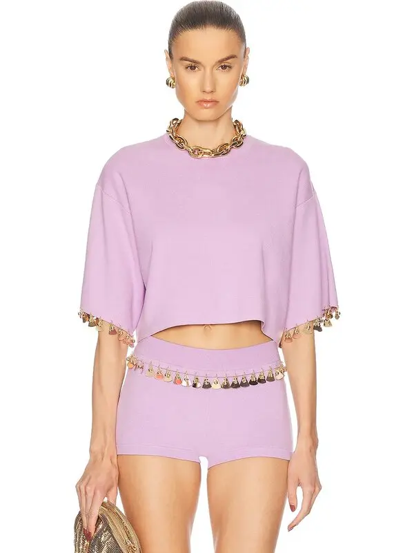 Rabanne Embellished Knit Crop Top - French Lavander