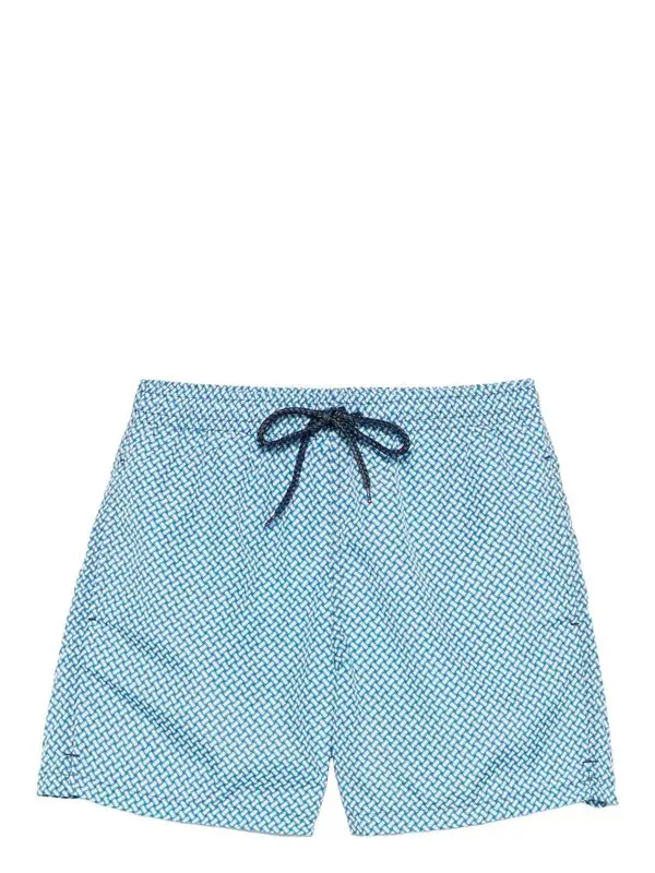 DRUMOHR Monogram-pattern Swim Shorts - Blue