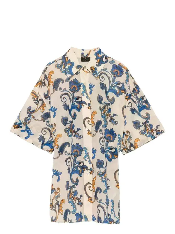 Etro Floral-print Shirt - Blue