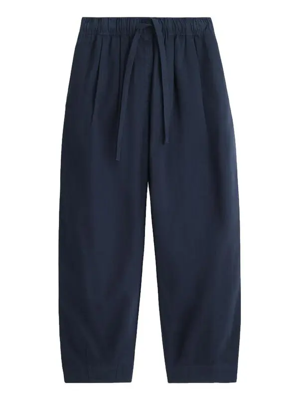 Cos Cotton Tapered Drawstring Trousers - Navy