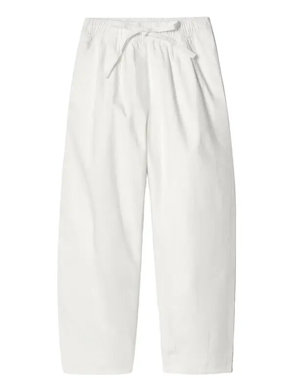 Cos Cotton Tapered Drawstring Trousers - White
