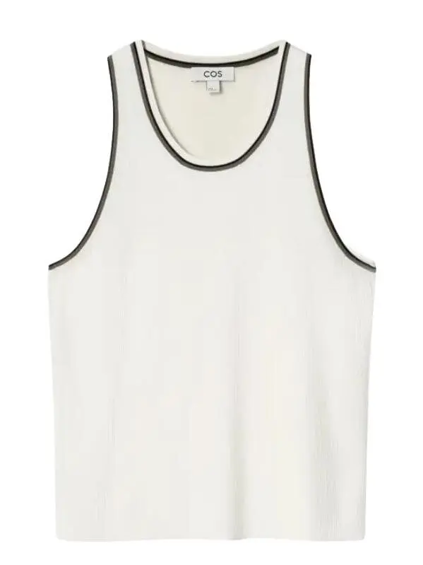 Cos Contrast-trim Ribbed Tank Top - White
