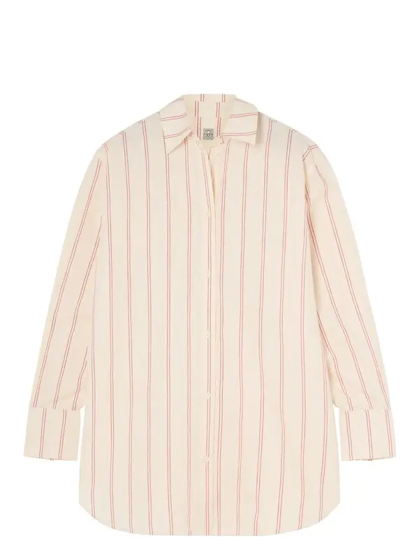 TOTEME Striped Cotton And Silk-blend Shirt - Ecru