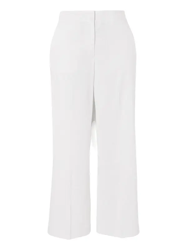 Theory Terena Cropped Linen-blend Wide-leg Pants - White