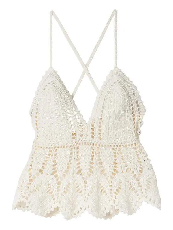 Ulla Johnson Delfina Crocheted Cotton Tank - White