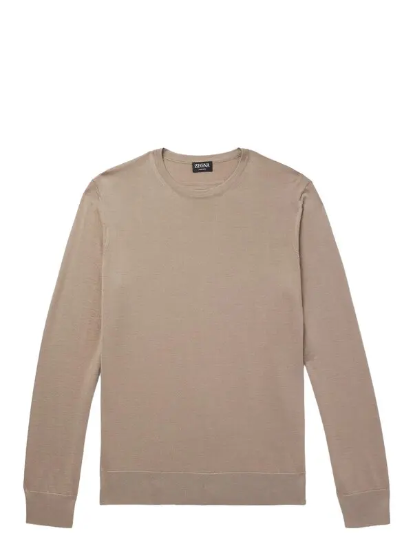 Zegna Cashseta Crewneck Sweater - Neutrals