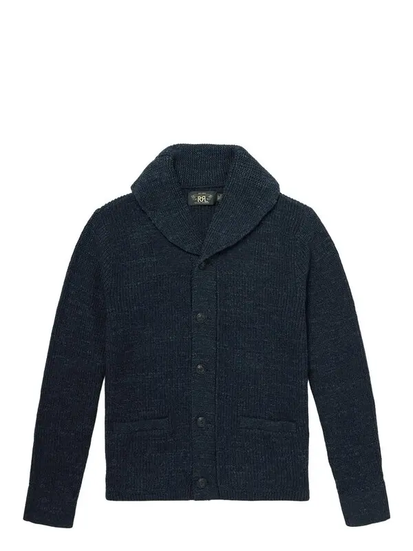 Ralph Lauren Shawl-collar Ribbed Cotton Cardigan - Blue