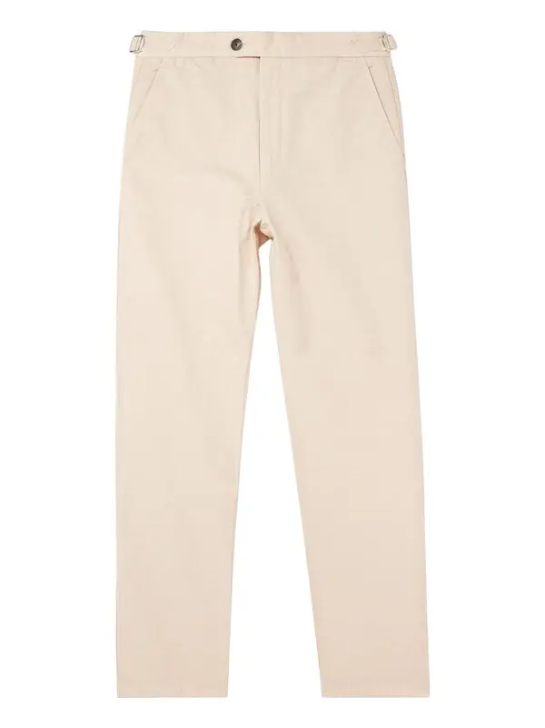 Mr P. Straight-leg Organic Cotton And Linen-blend Twill Trousers - Neutrals