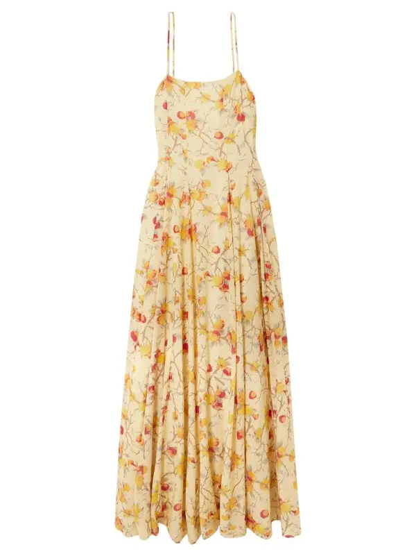 Posse Paloma Printed Cotton-blend Voile Maxi Dress - Yellow