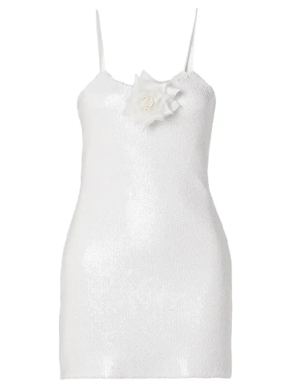 RODARTE Embellished Sequined Tulle Mini Dress - White