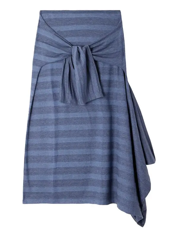Our Legacy Sash Convertible Striped Midi Skirt - Blue
