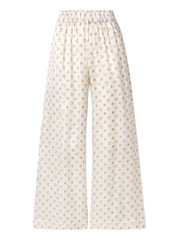 LIBEROWE Floral-print Wide-leg Pants - White