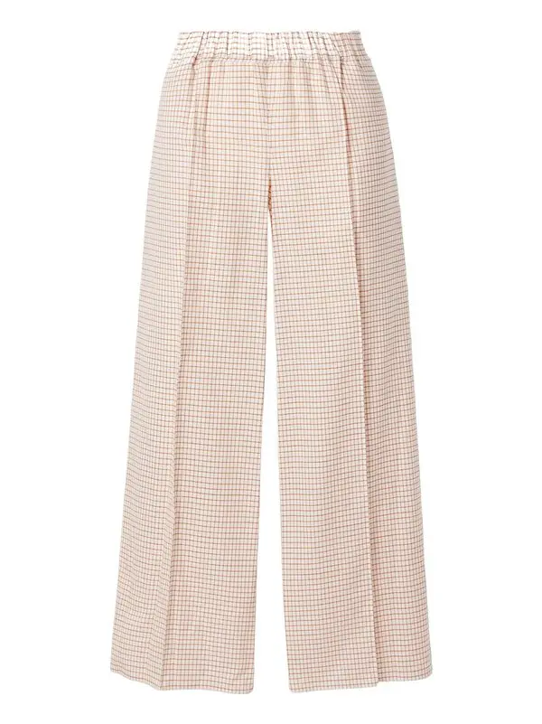 LIBEROWE Poloma Checked Wide-leg Pants - Cream